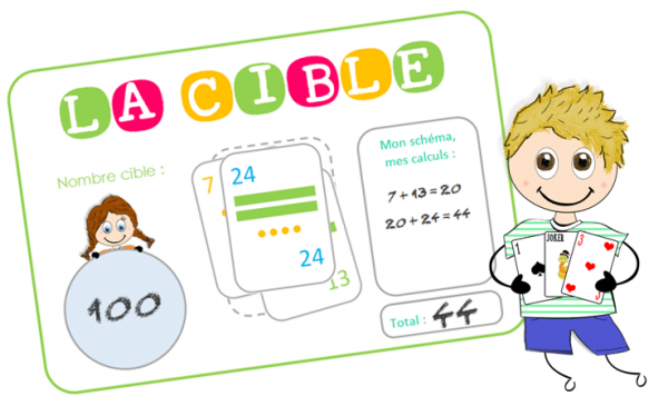 La cible, un jeu d'additions - Classe et Grimaces - Jeu de calcul