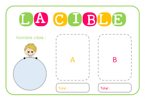 La cible, un jeu d'additions - Classe et Grimaces - Jeu de calcul