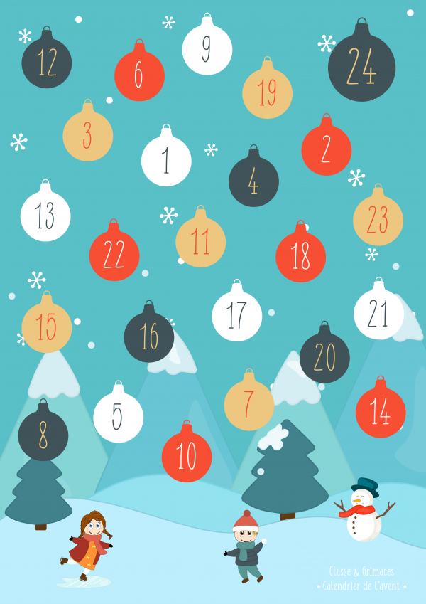 Calendrier de l'avent de gentillesse ! - Classe et Grimaces