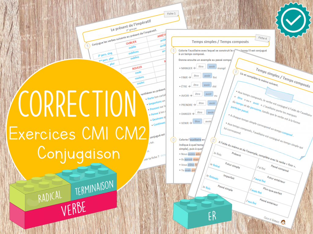 Correction - Fiches d'exercices de Conjugaison - CE1-CE2