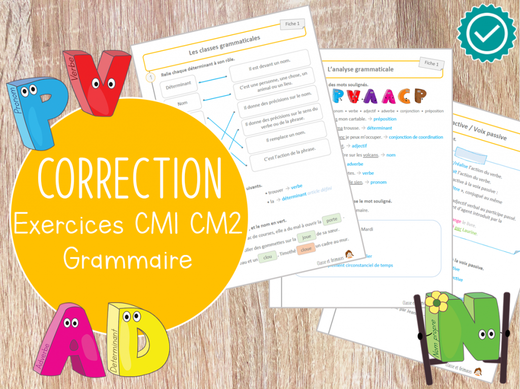 Correction - Fiches d'exercices d'Orthographe - CE1 CE2 - Classe et Grimaces