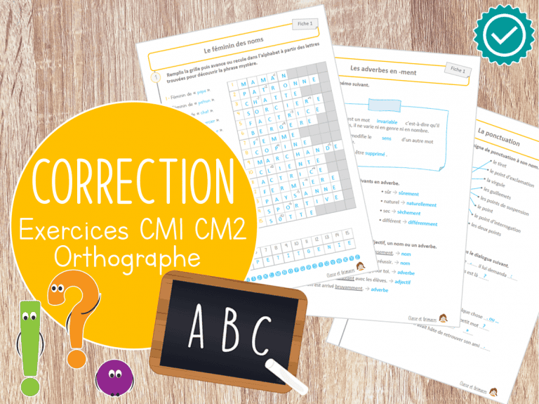 Correction - Fiches d'exercices d'Orthographe - CE1 CE2 - Classe et ...